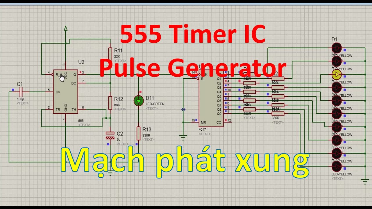 555 Timer IC - Pulse Generator | Proteus