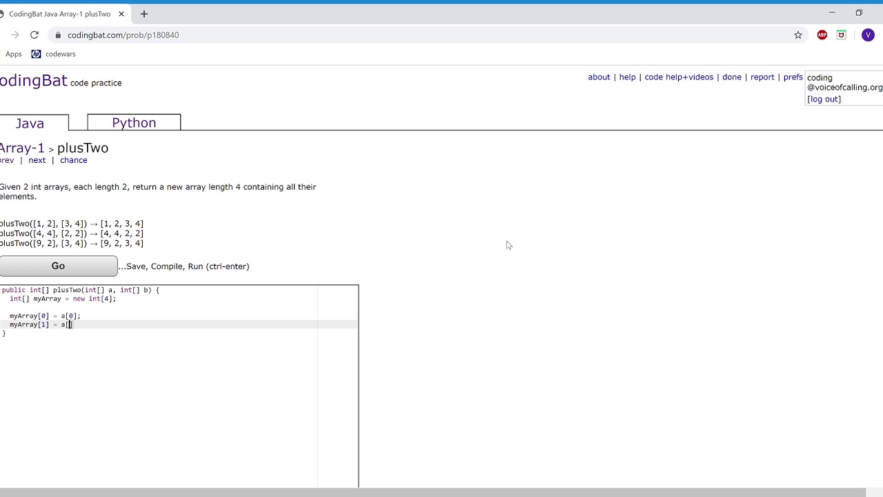 Array-1(plusTwo) Java Tutorial || codingbat.com
