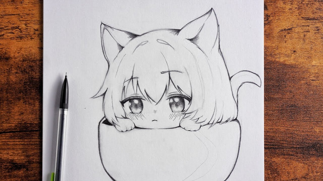 Draw Cute | How to Draw Anime cat Girl step by step