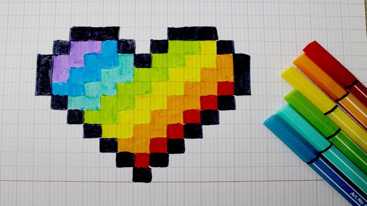 HEART Rainbow in PIXEL ART