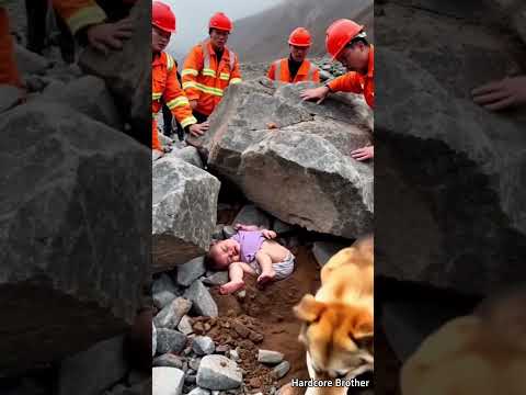 Rescue team and loyal dog rescue babies