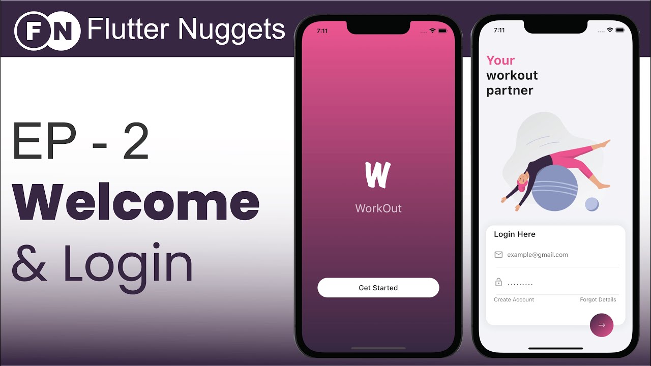 Flutter UI Design - Welcome and Login Screen 2/2