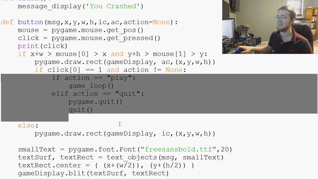 Game Development in Python 3 With PyGame - 15 - Button Events