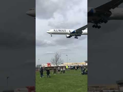 Kuwait Airways B77W, landing at LHR, Myrtle Avenue spotting!