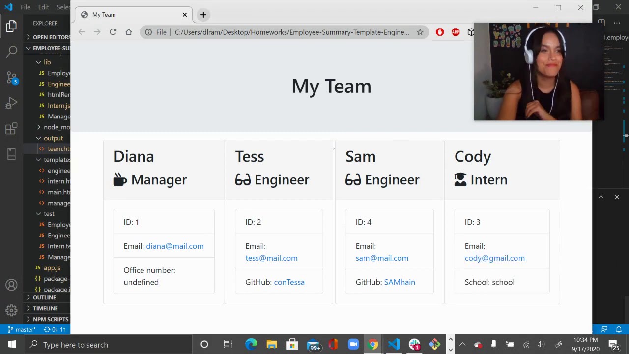Team-Generating App Node/OOP/Classes