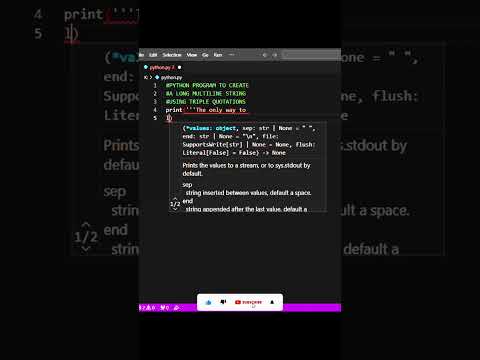 "Python Tutorial: Creating Multiline Strings with Triple Quotes"#python #shortsfeed #shorts