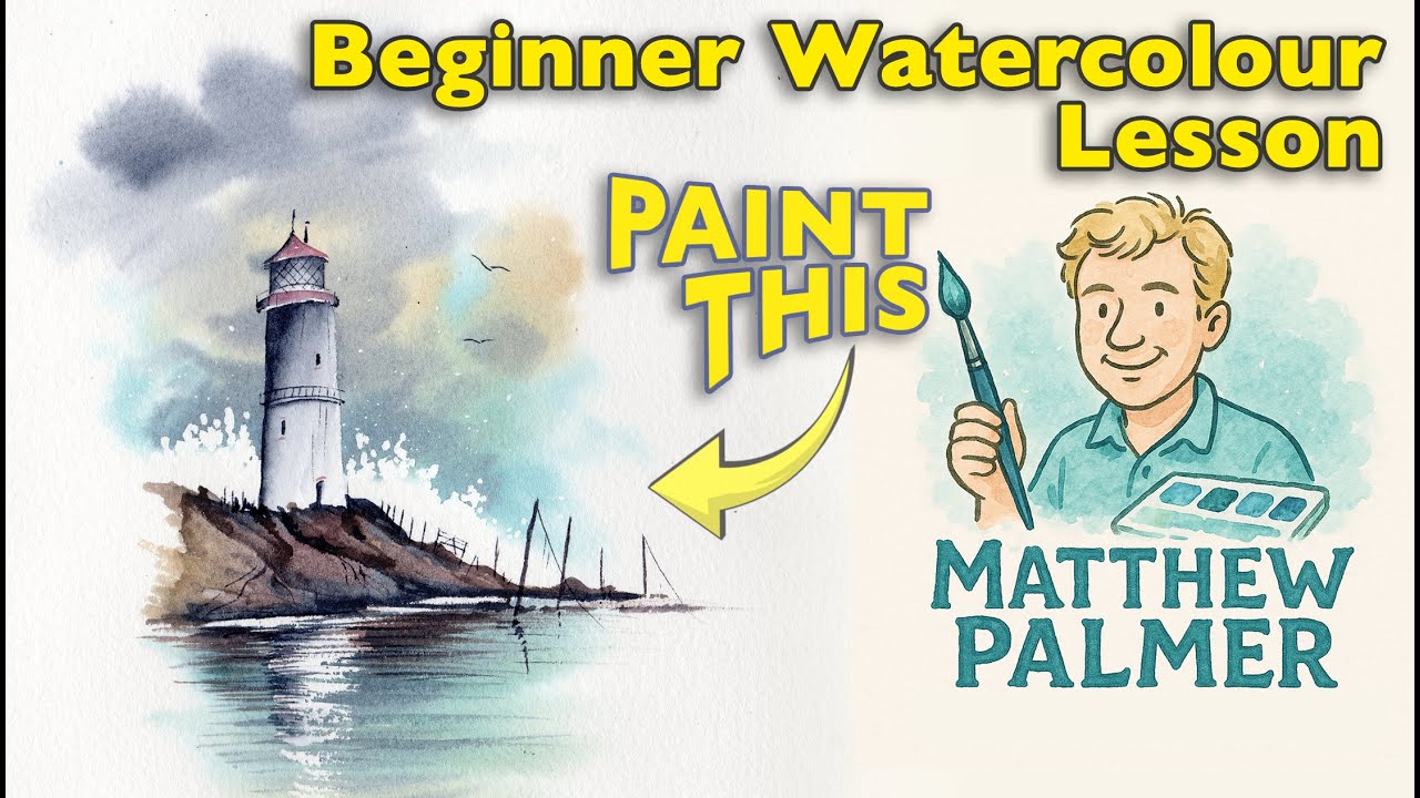 Watercolour Lesson - Draw & Paint A Lighthouse