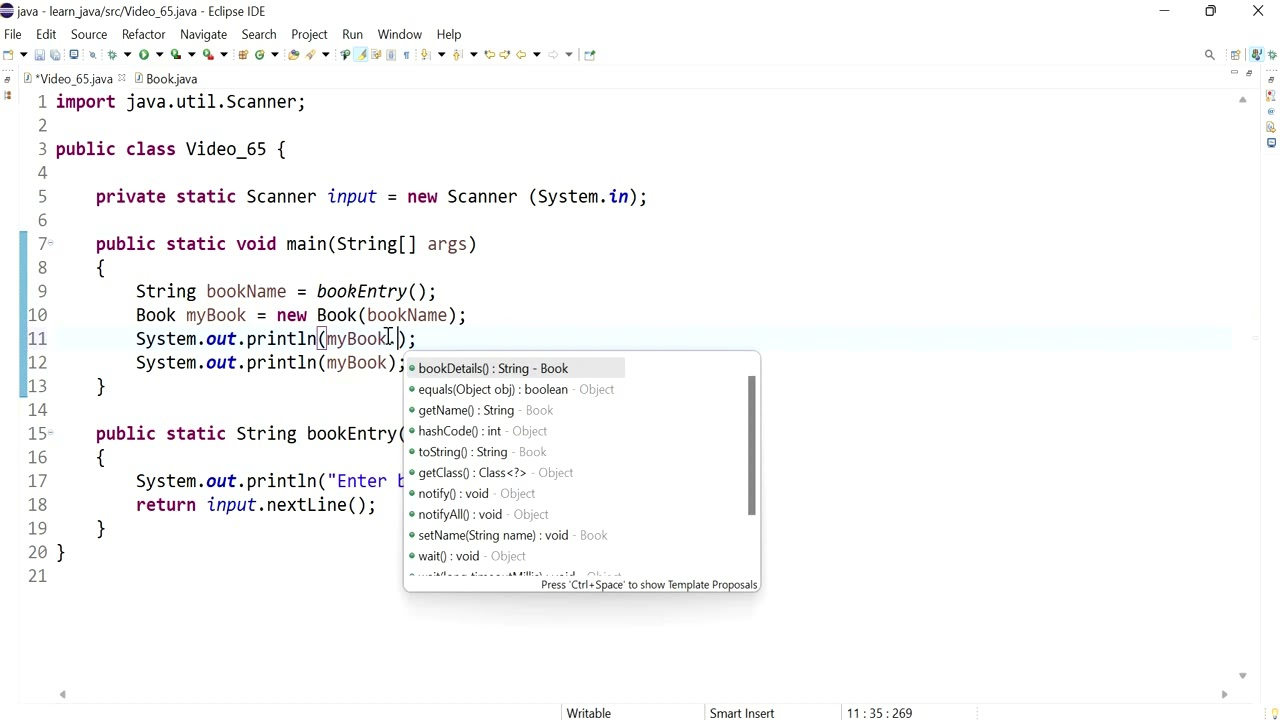 Java 65: Override the toString method.