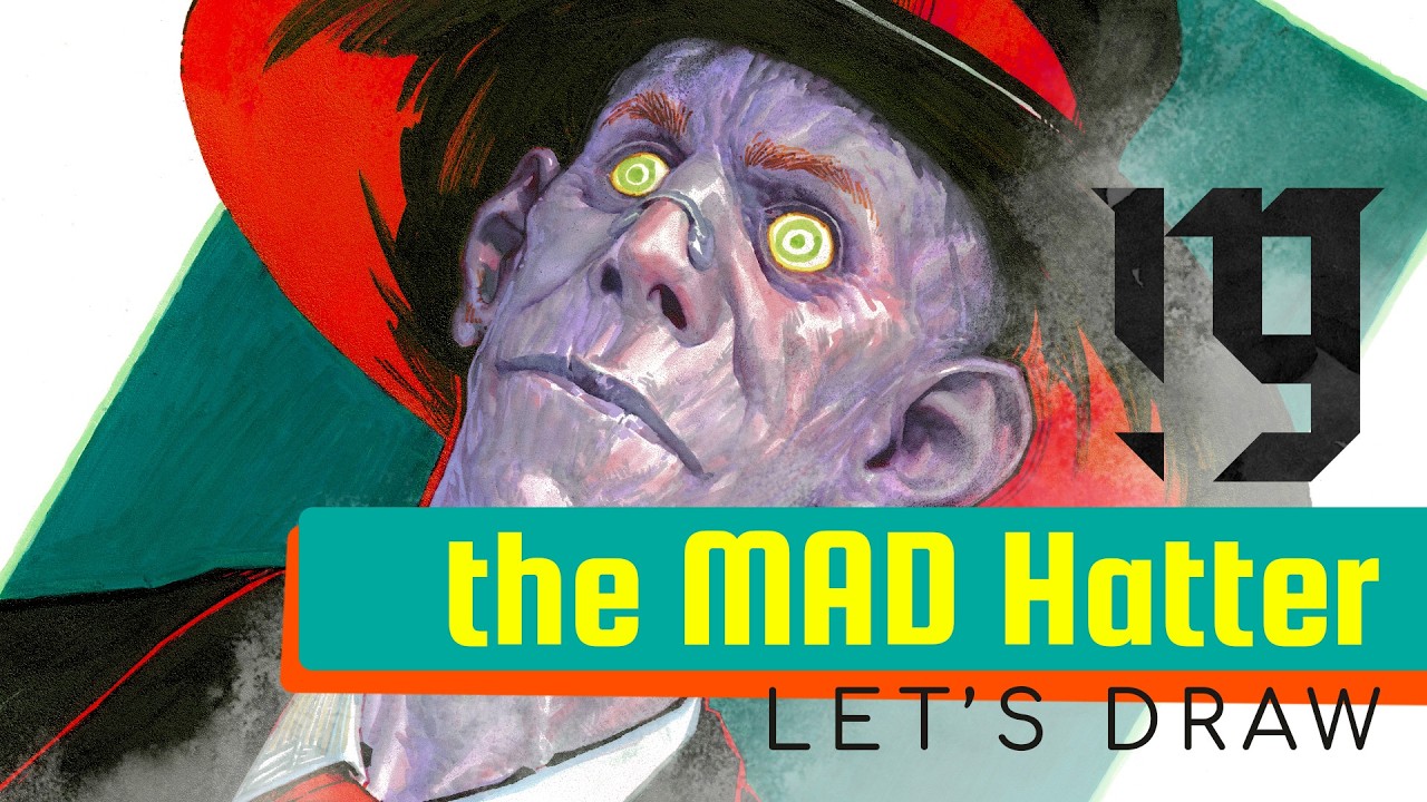 FUELSTAINS - Let's DRAW - MAD Hatter acrylic mixed media painting Process timelapse [4k]