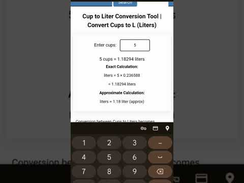 Cup To Liter Conversion