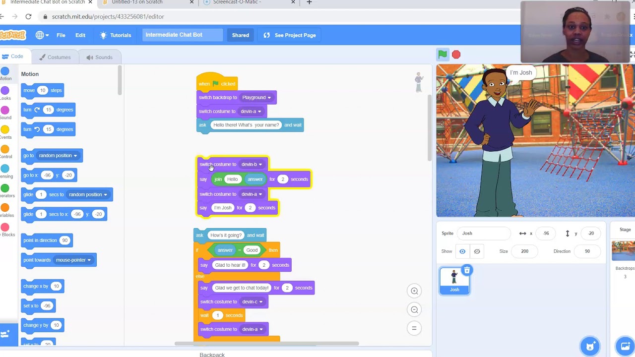 Scratch: Intermediate Chat Bot