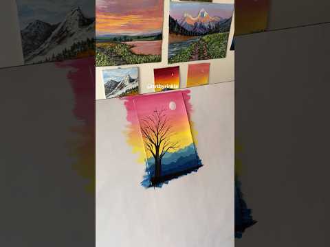 Easy landscape painting #drawing #art #painting #artist #artwork #trend #landscapepainting #shorts