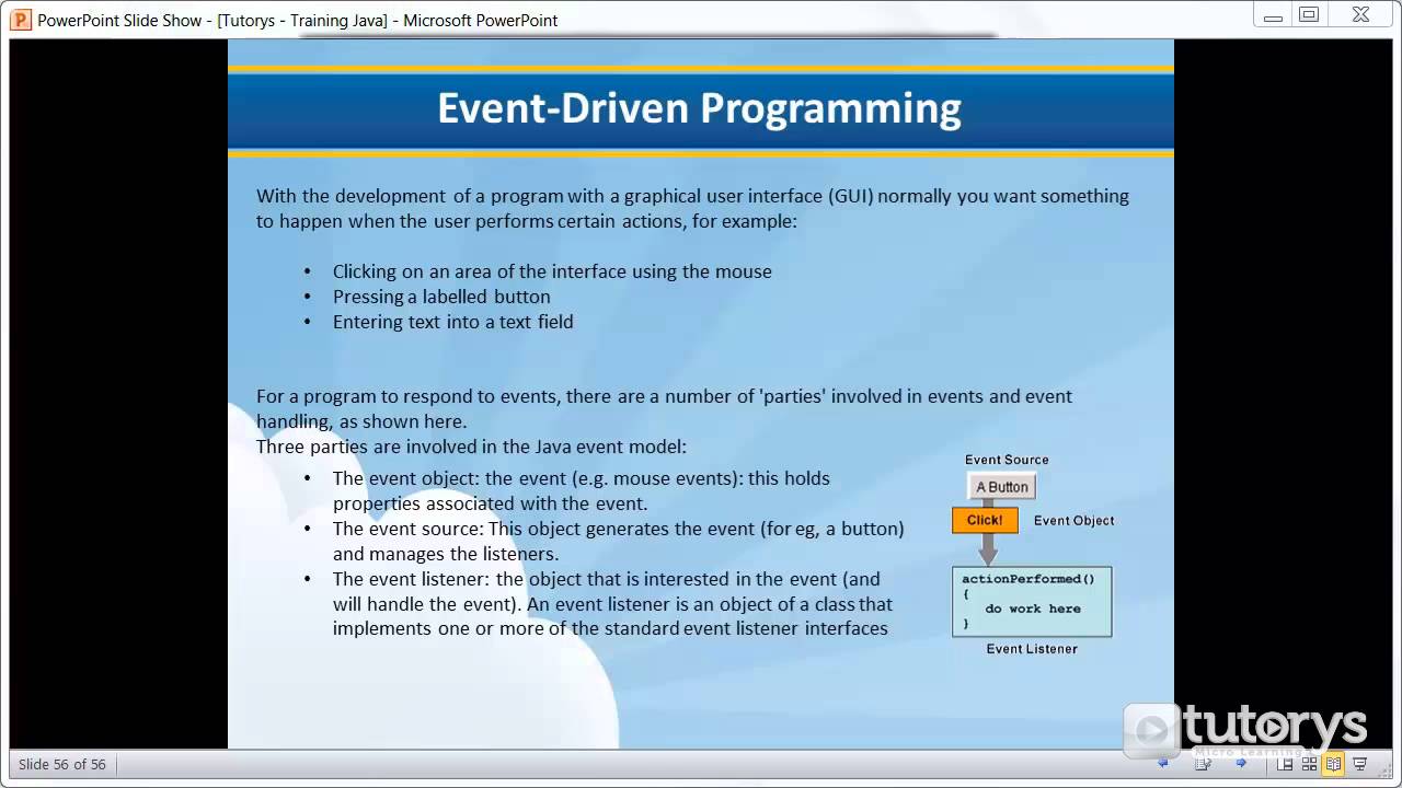 What is event driven programming in Java?