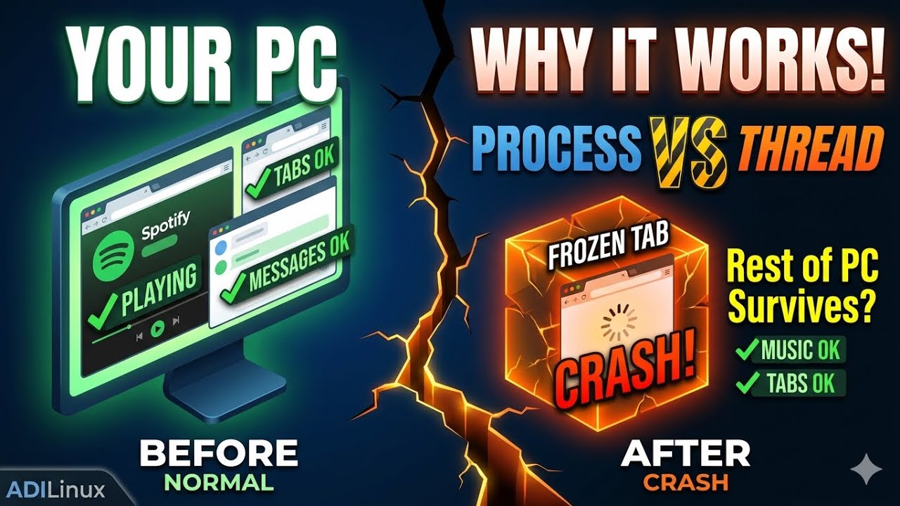 Process vs Thread Explained | The Real Reason Multitasking Works