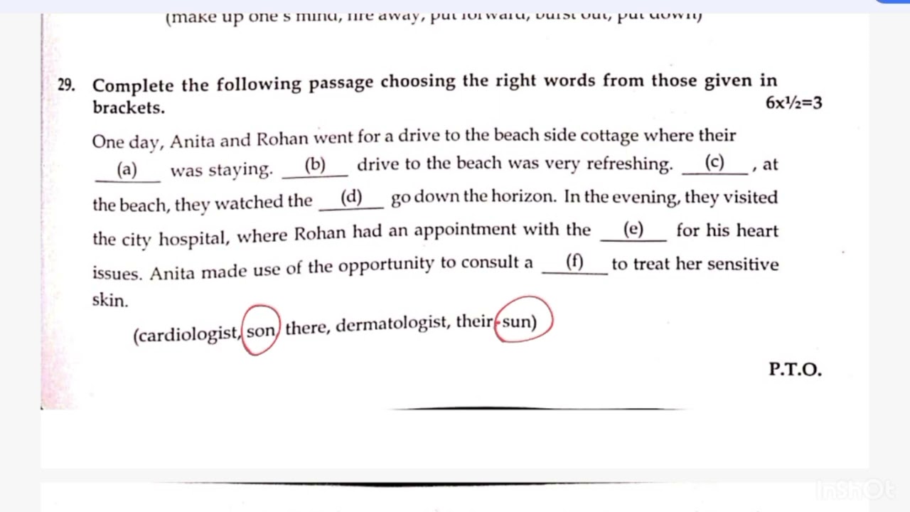 Today's SSLC public exam 2026 english Answer key