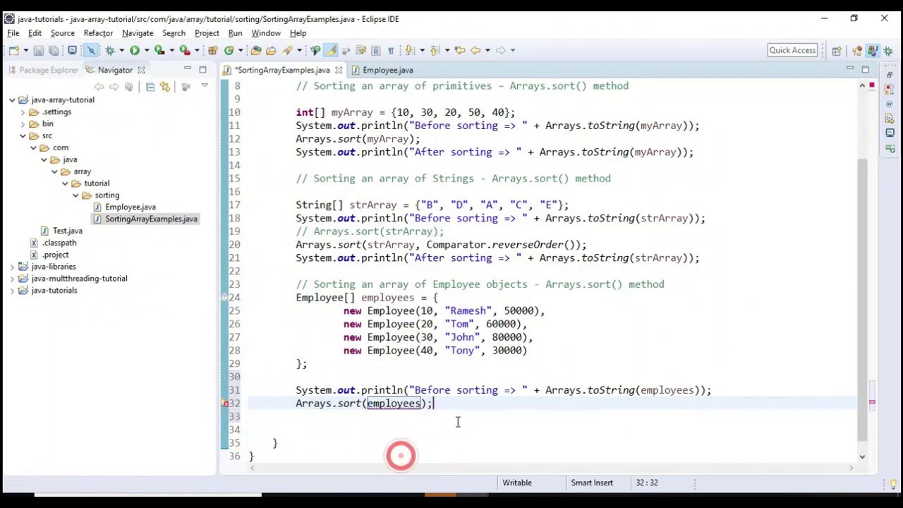Java Sort Array of Objects in Ascending and Descending Order | Arrays.sort() Method