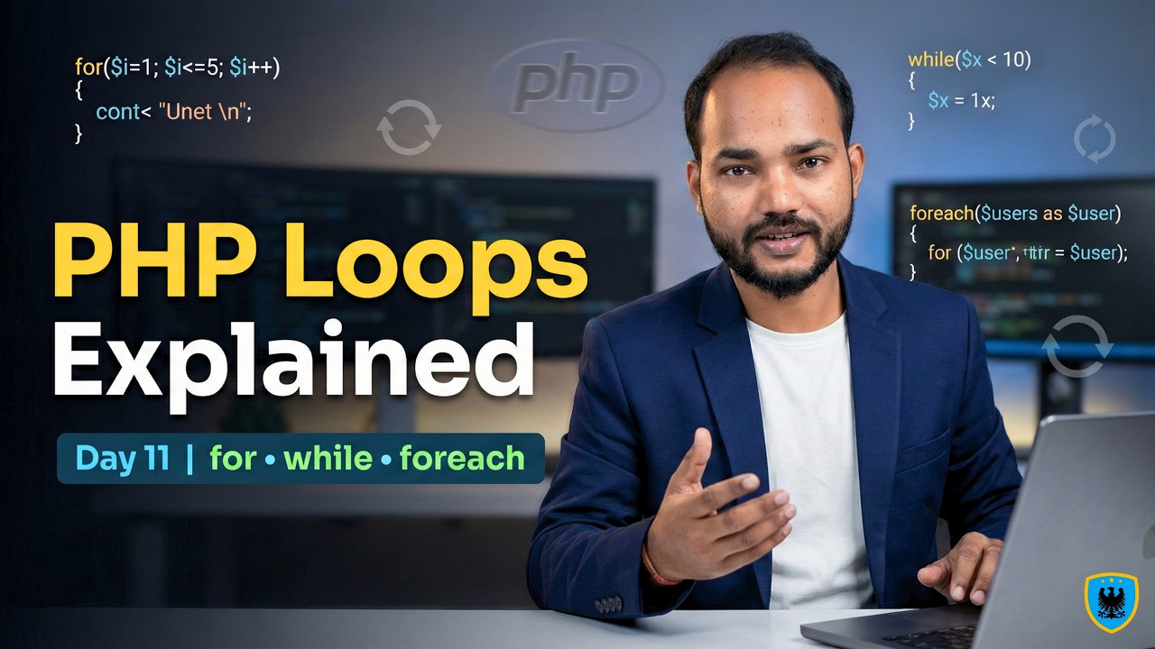 Day 11 – PHP Loops Explained | for, while, do-while & foreach | Beginner Friendly