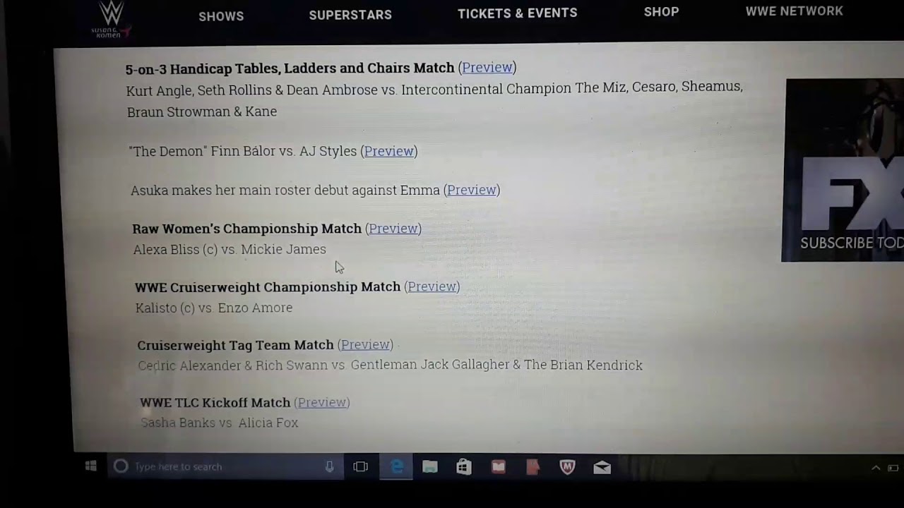 WWE TLC 2017 match card and predictions