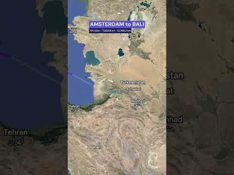 AMSTERDAM to BALI Flight Route - Time and Distance