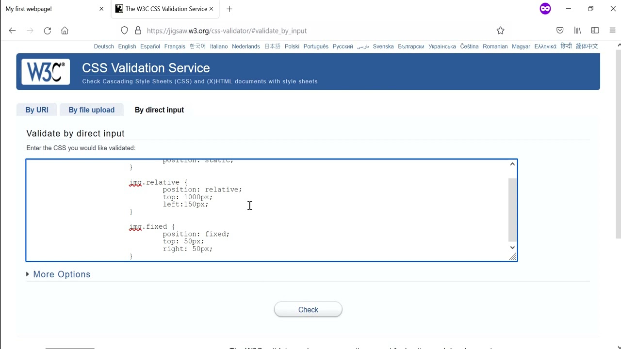 HTML and CSS (part 12): Validate CSS using the W3C CSS Validation Service