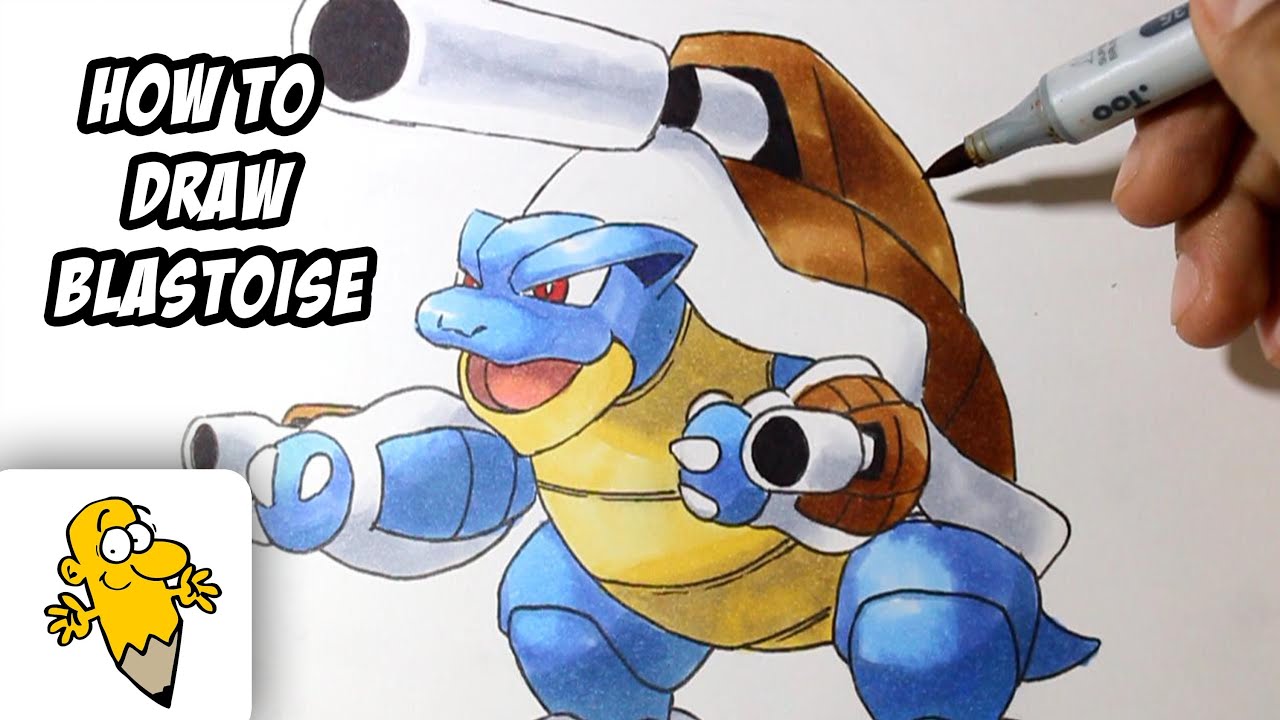 How to draw Mega Blastoise [Pokemon X/Y] drawing tutorial