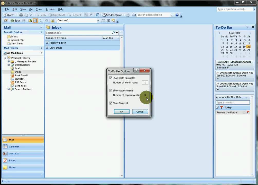 Outlook 2007 - Navigation Pane & To-Do Bar