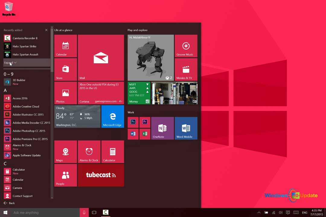 The Windows 10 Start Menu