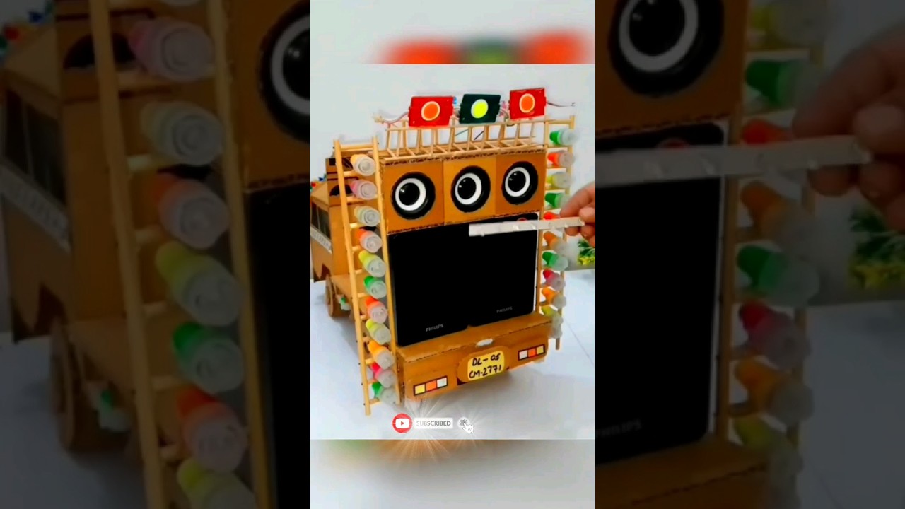 mini dj truck from cardboard #minidj #djtruck #homemadedj #bigdjtruck #bigdj #minidjsetup #techtoyz