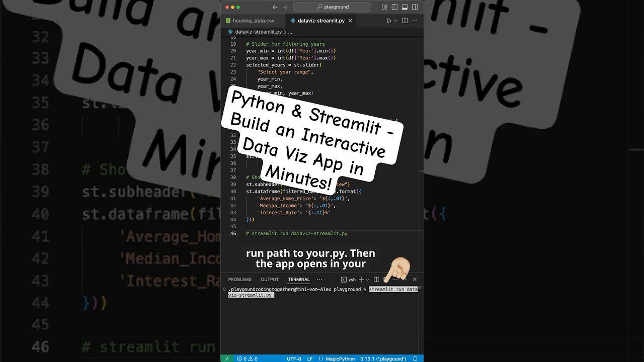 Python & Streamlit - Build an Interactive Data Viz App in Minutes!  #programming #python #coding