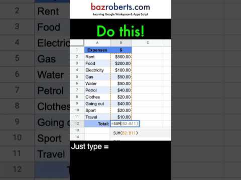 01 How to automatically sum numbers in Google Sheets #googlesheets #googlesheetstips
