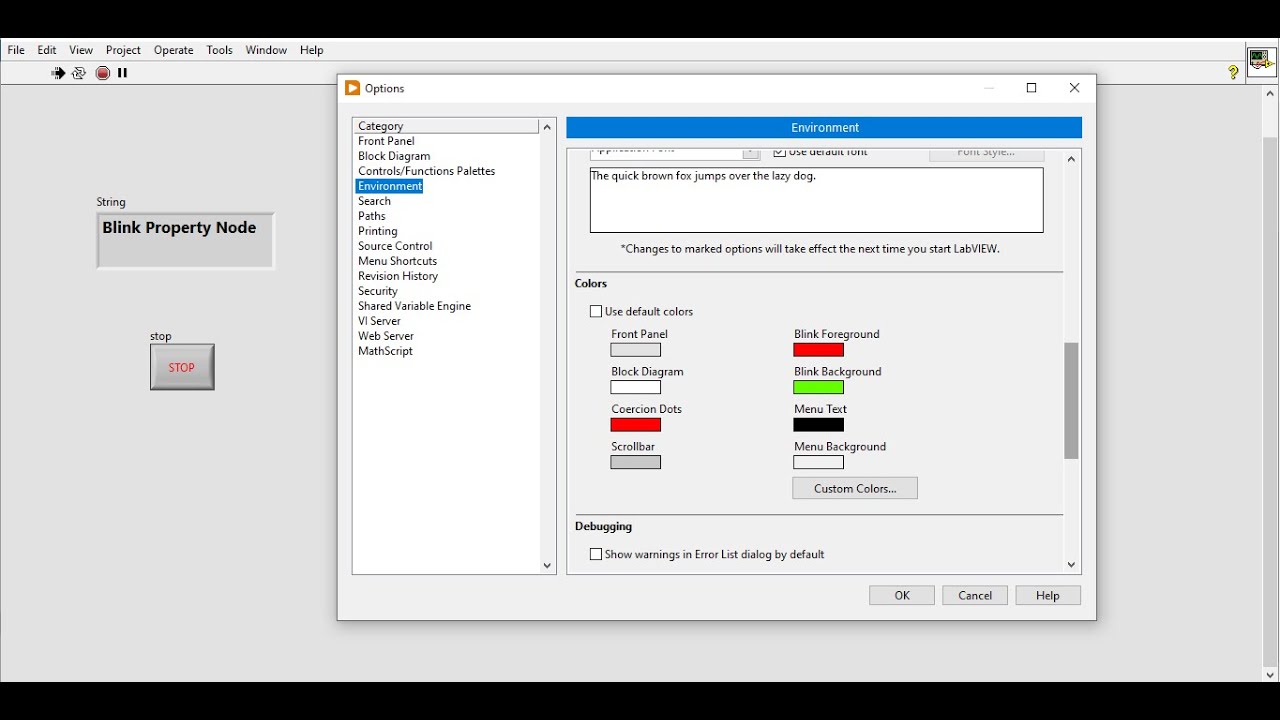 Blink Property Node Controls/Indicators Color Change in LabVIEW