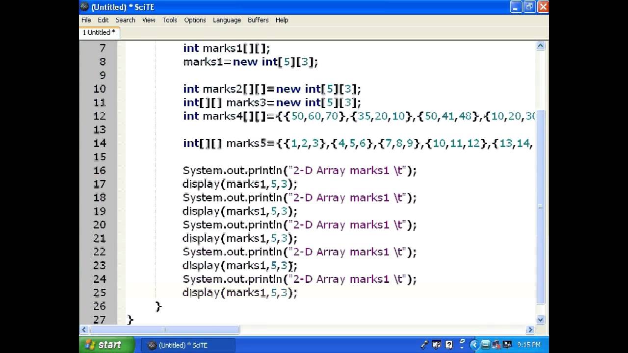Creating and Initializing 2-D Array in Java, Standard-12, Lesson-9