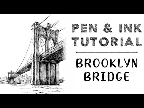 Sketch Brooklyn Bridge New York in Pen & Ink