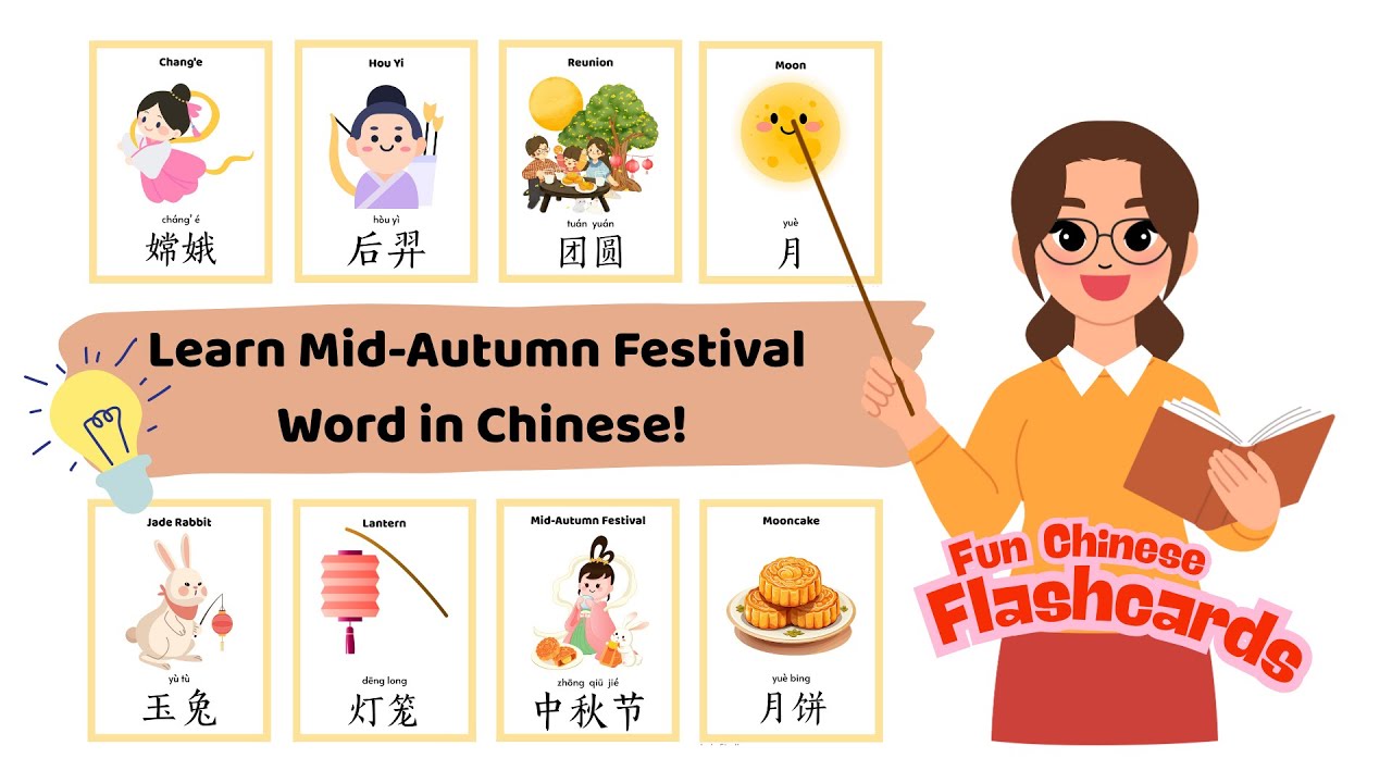🌕 Mid-Autumn Festival Chinese Flashcards | 中文字卡发音教学