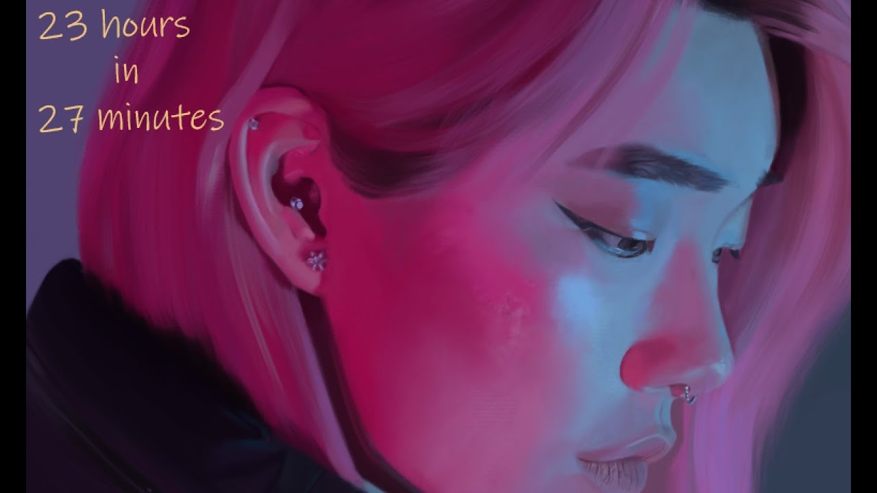 Digital Semi Realistic Portrait Painting. Timelapse.