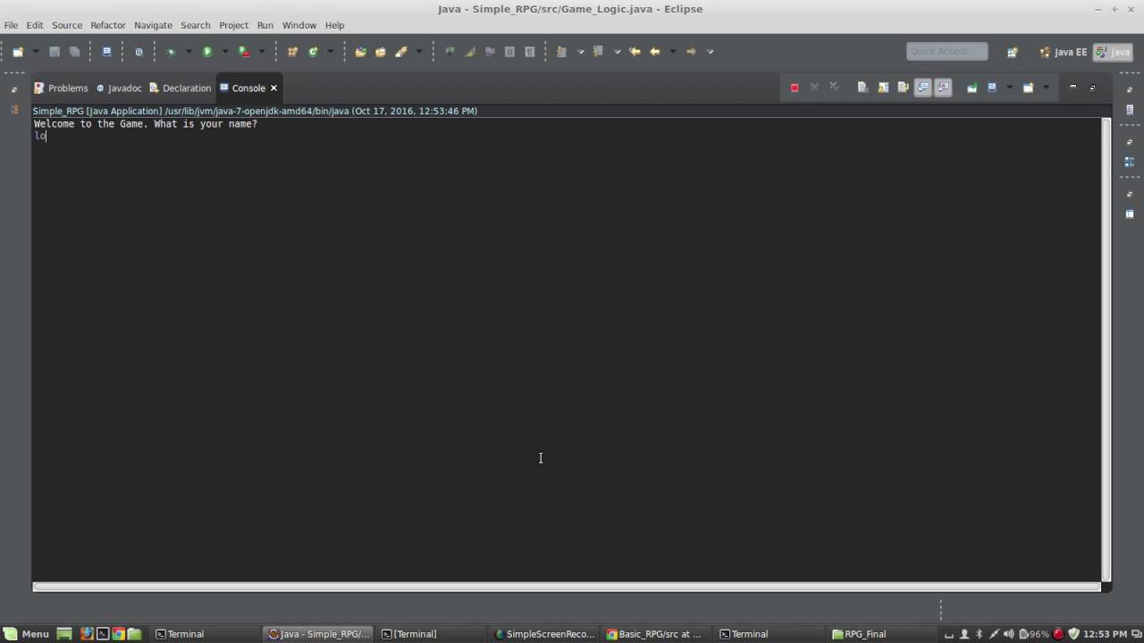 Java Tutorial: Build a Basic RPG (Look Self) Part 4