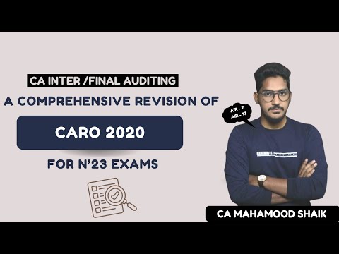 QUICK REVISION OFCARO 2020 IN ENGLISH FOR NOV'23 EXAMS| CA inter &Final | CA Mahamood