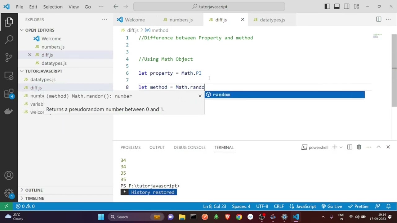 Difference between property and method in JavaScript