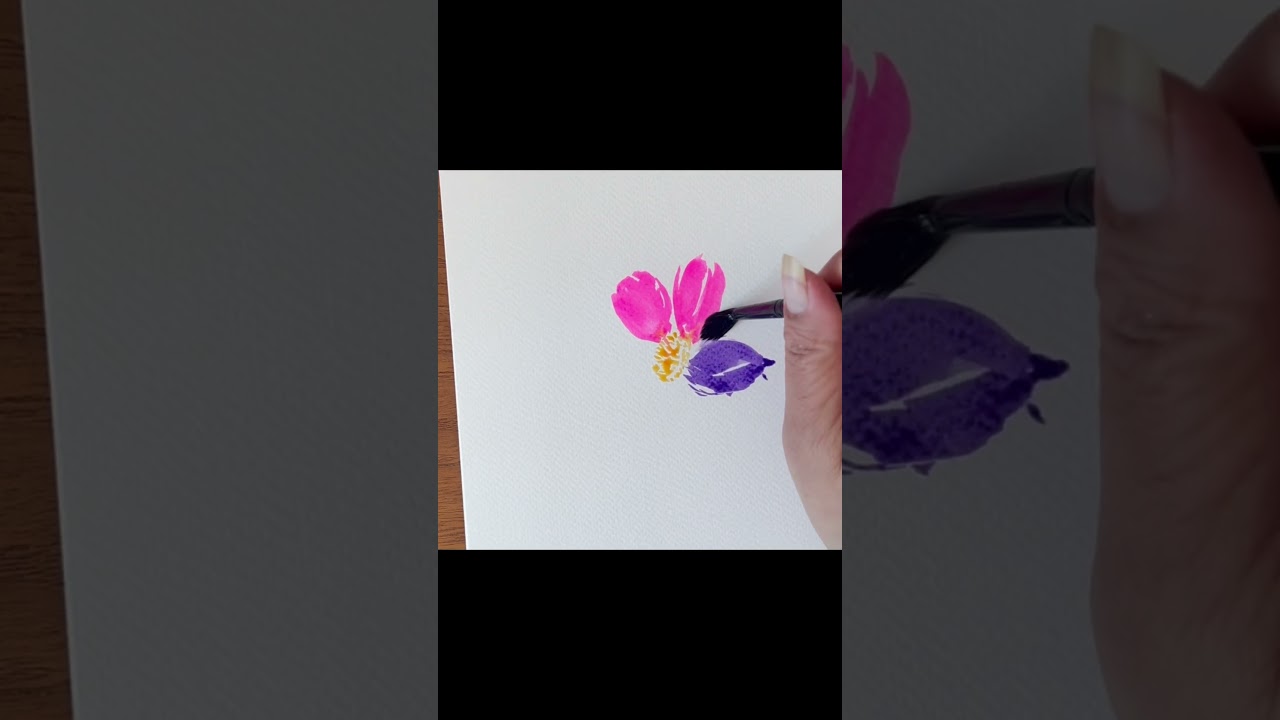 Pink and purple loose flowers demo on Winsor & Newton paper tested for first time #looseflorals