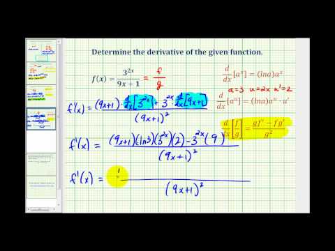 Ex 4: Derivatives of Exponential Functions with the Quotient Rule | Math Help from Arithmetic ...