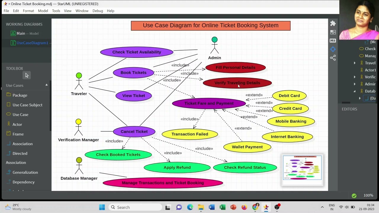 Use Case Diagram for Online Ticket Booking System | Train or Bus | StarUML