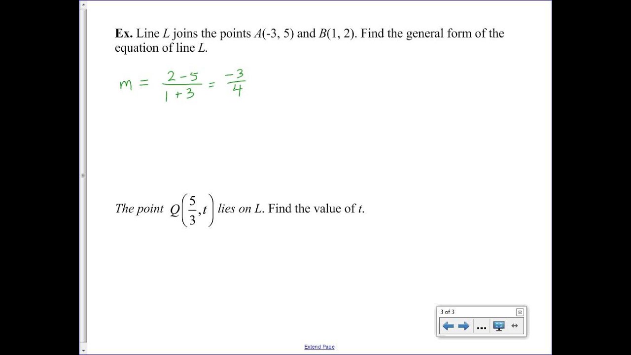 FST General Form of a Linear Equation