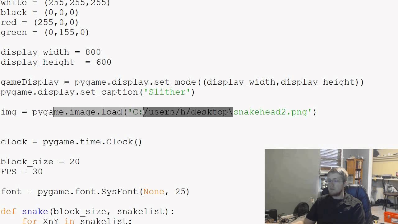Pygame (Python Game Development) Tutorial - 29 - Attaching Snakes Head to Body