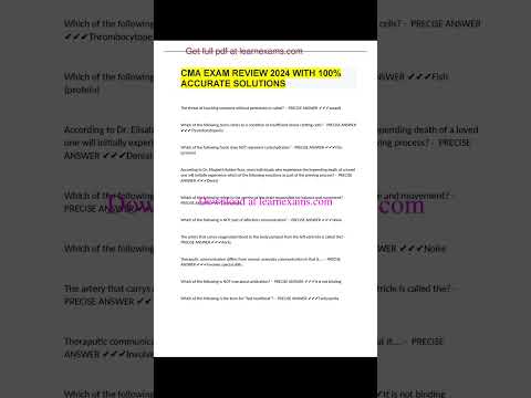 CMA EXAM REVIEW 2024 QUESTIONS AND ANSWERS
