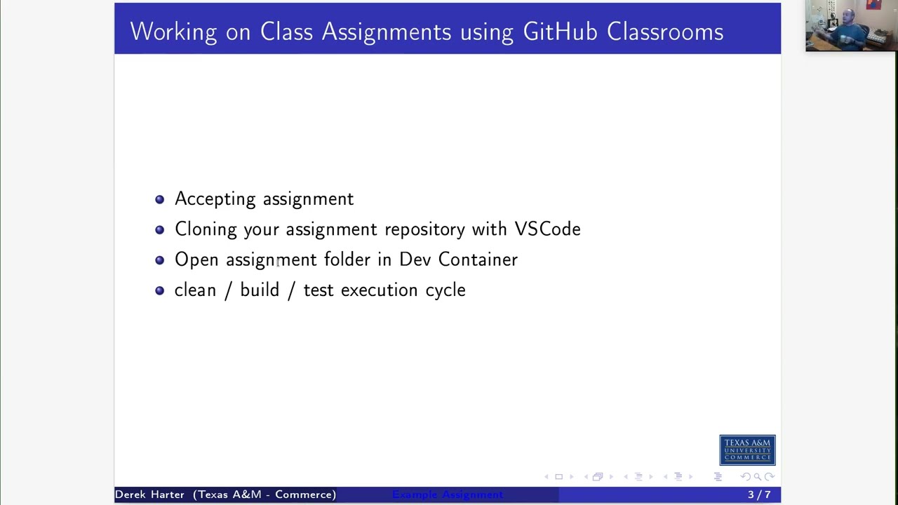 Example Assignment Workflow with VSCode Dev Containers