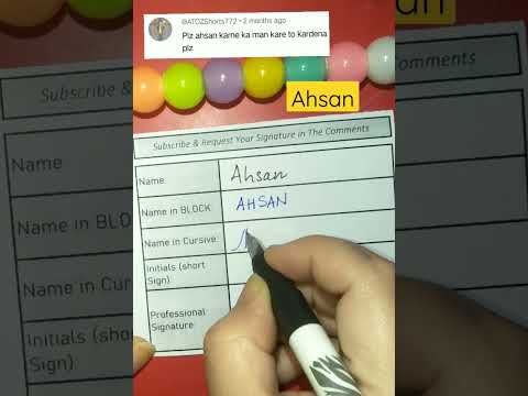 Ahsan name Signature style 💞#signature #howtodosignature #sign