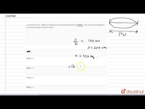 A sonometer wire , `100 cm` in length has fundamental frequency of `330 Hz`. The velocity of pro...