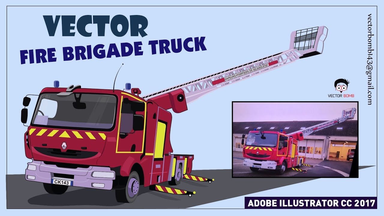How to Draw a Vector Fire Brigade Truck | Adobe Illustrator  | 2021 Tutorial