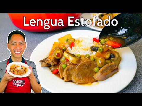 Lengua Estofado: Filipino Stewed Beef Tongue in Sweet Tomato Sauce | Cooking with Kurt