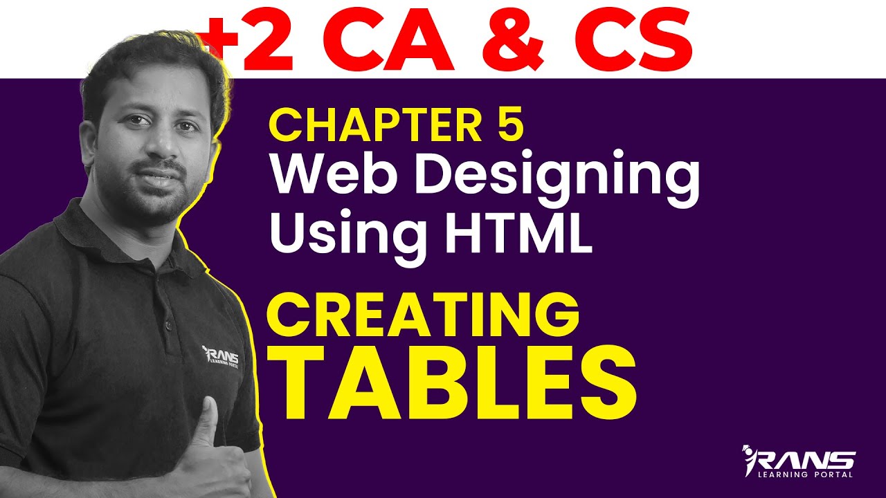 Plus Two CA & CS | Chapter 5 Web designing Using HTML | Creating Tables